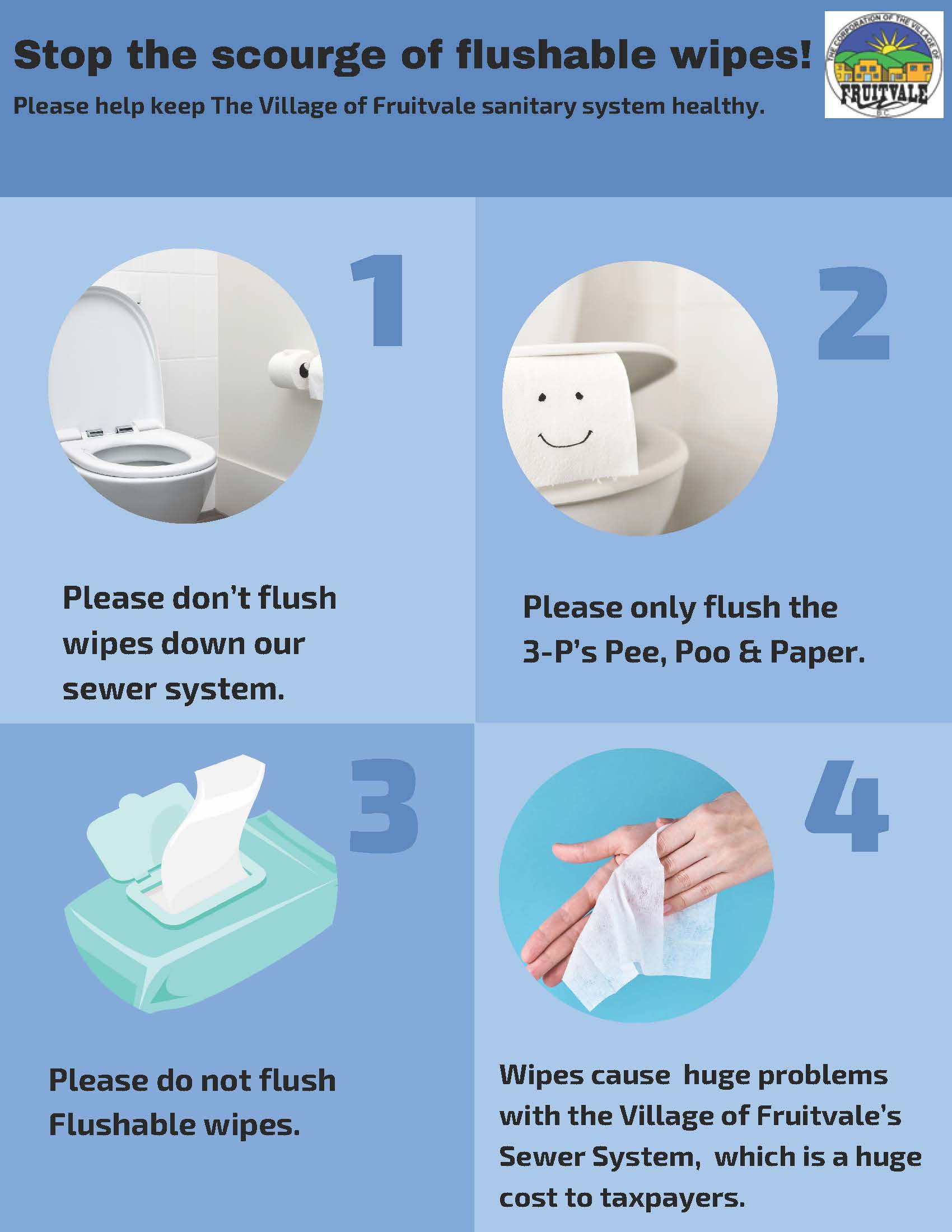 Flushable Wipes - Village of Fruitvale